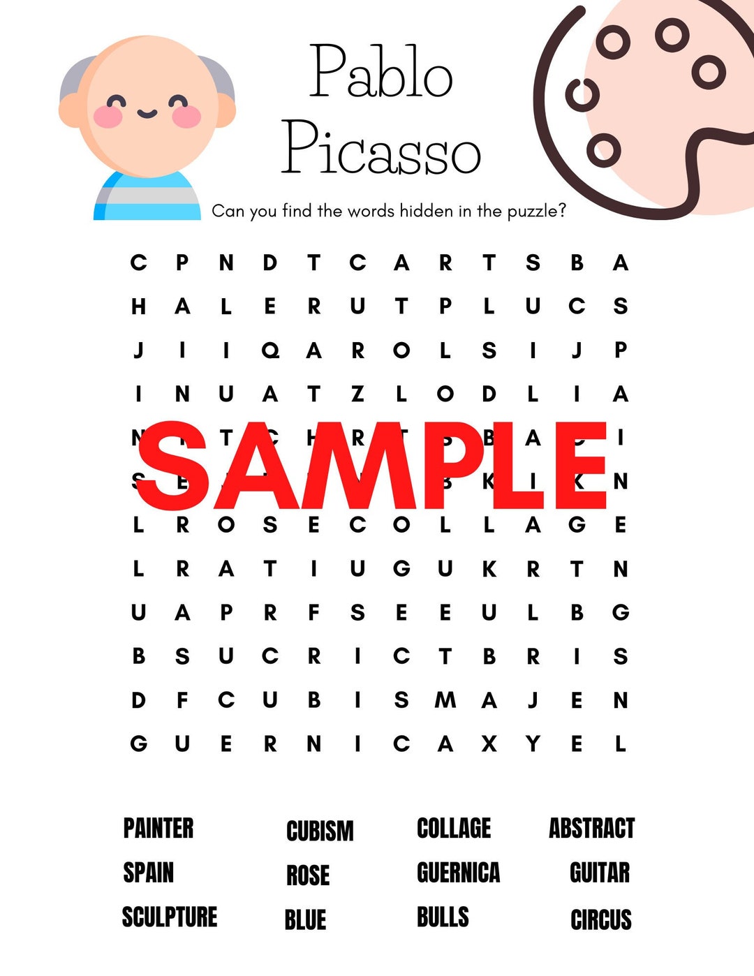 Pablo Picasso Word Puzzle - Etsy