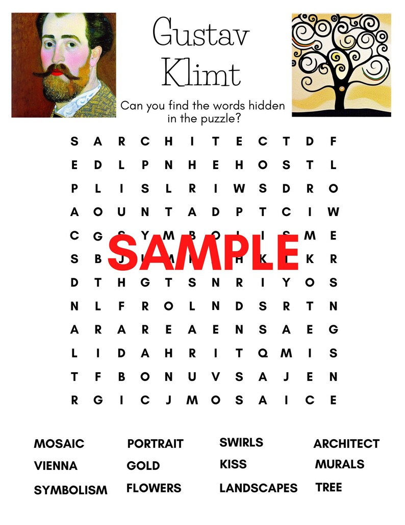 Gustav Klimt Word Puzzle - Etsy