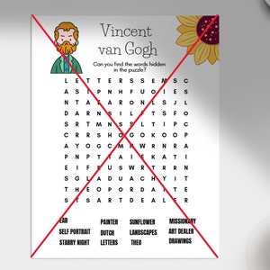 Vincent Van Gogh Word Puzzle - Etsy