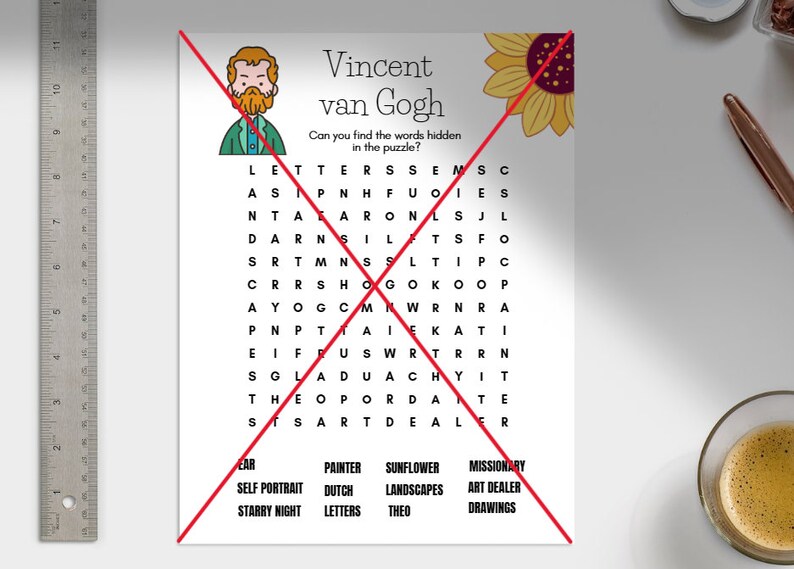 Vincent Van Gogh Word Puzzle - Etsy