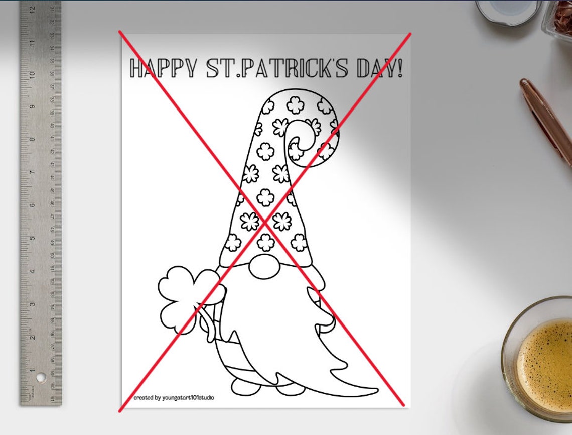 St. Patrick's Day Gnome Coloring Page - Etsy