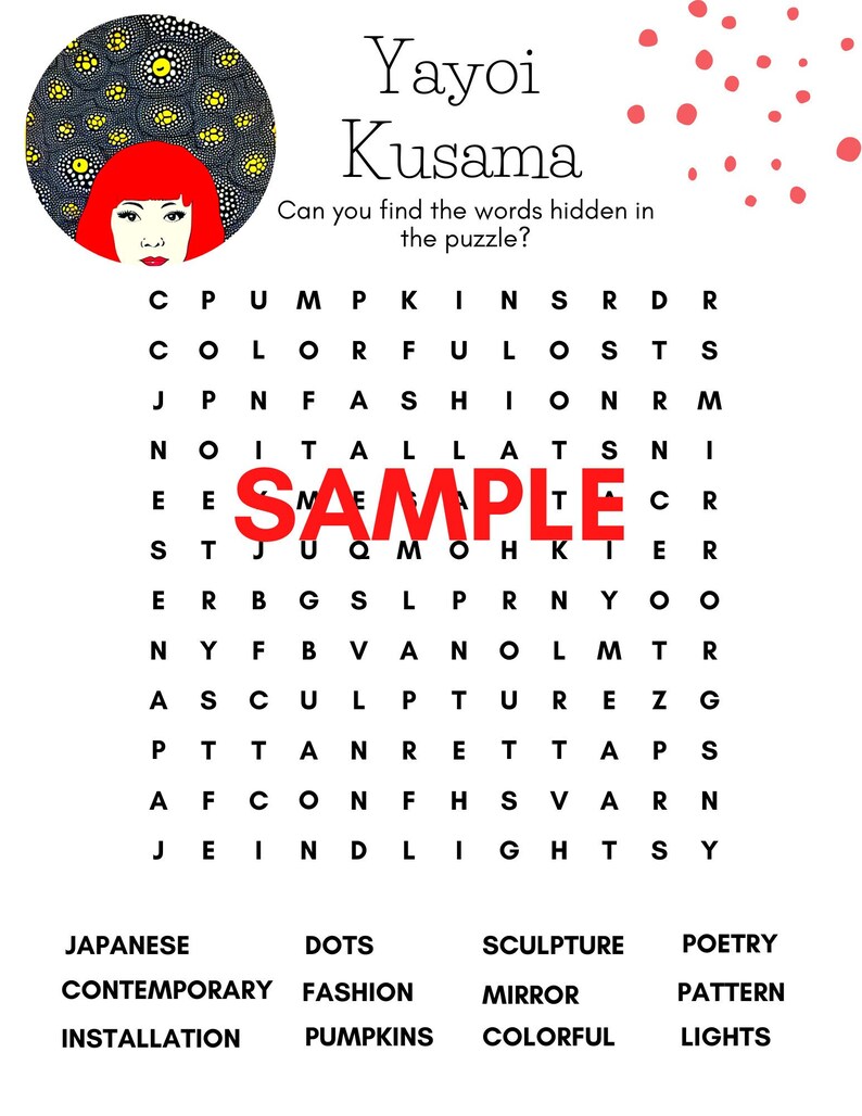 Yayoi Kusama Word Puzzle - Etsy