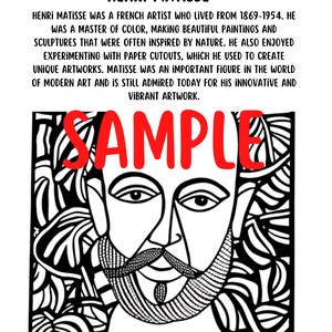 Henri Matisse Coloring Page - Etsy