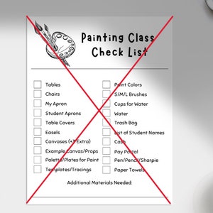 Painting Class Materials Check List With Palette Image - Etsy