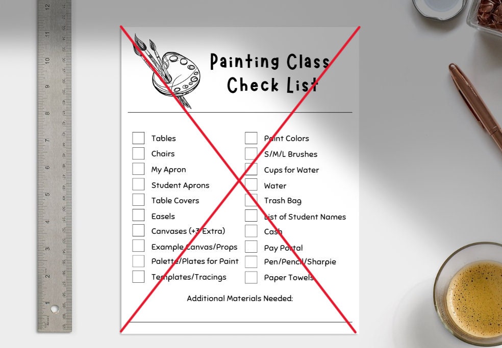 Painting Class Materials Check List With Palette Image - Etsy