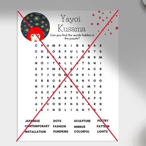 Yayoi Kusama Word Puzzle - Etsy