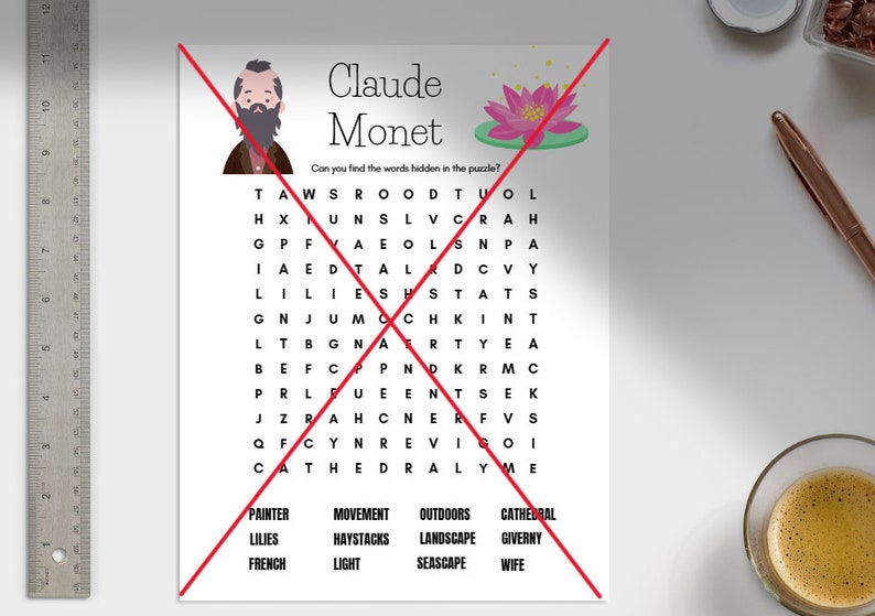 Claude Monet Word Puzzle - Etsy