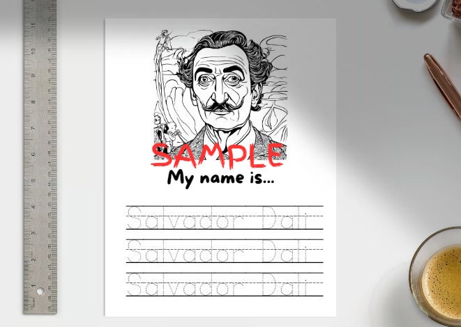 Salvador Dali Coloring and Writing Worksheet (pdf, Png, and Jpg) - Etsy