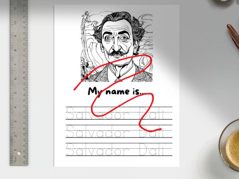 Salvador Dali Coloring and Writing Worksheet (pdf, Png, and Jpg) - Etsy