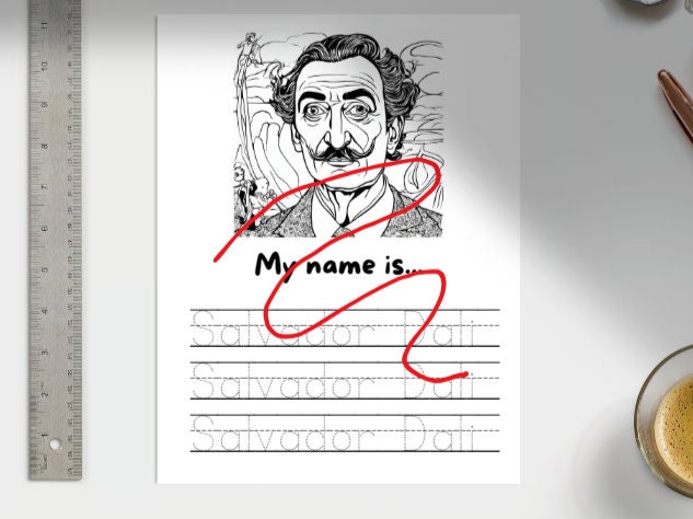 Salvador Dali Coloring and Writing Worksheet (pdf, Png, and Jpg) - Etsy
