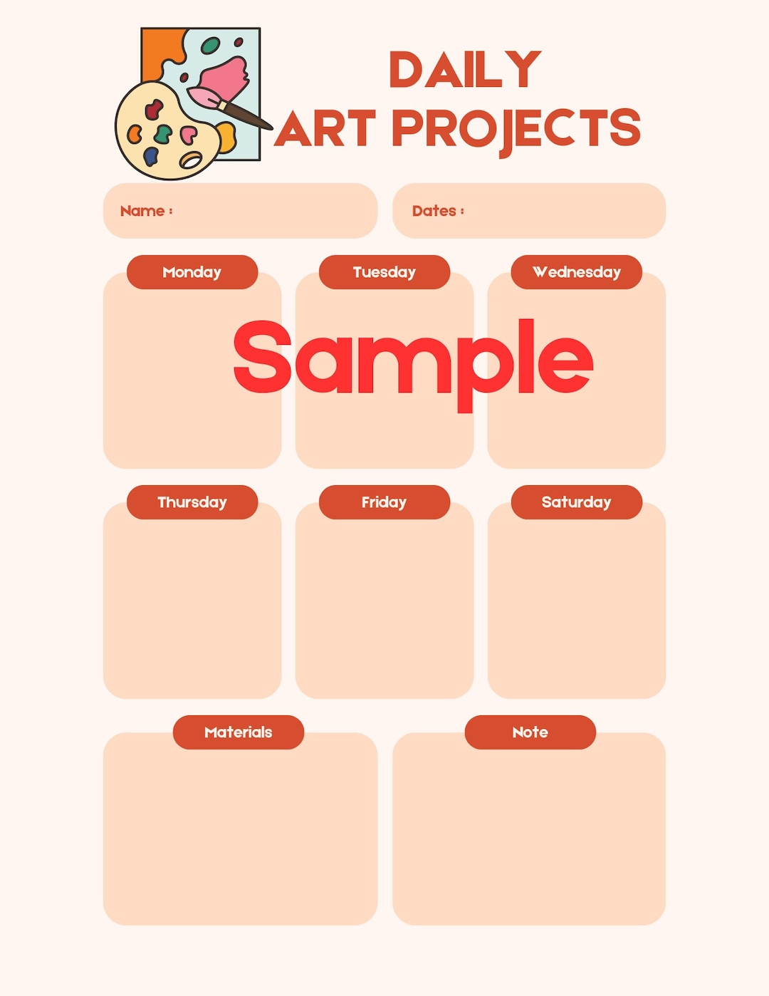Daily Art Projects Planner - Etsy