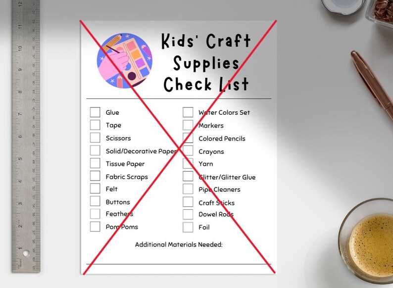 Kids' Craft Supplies Check List With Painter Image - Etsy