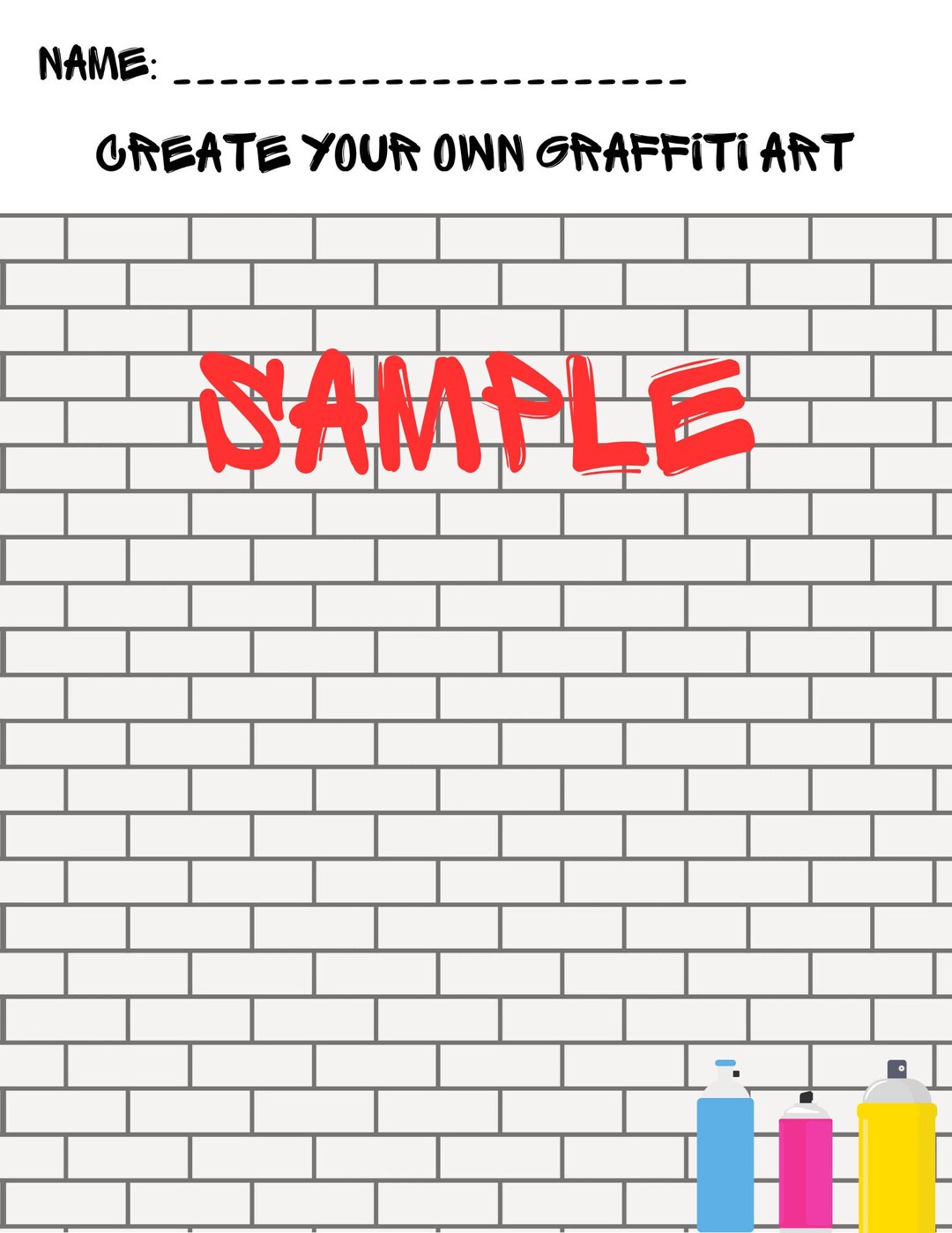 Create Your Own Graffiti Worksheet - Etsy