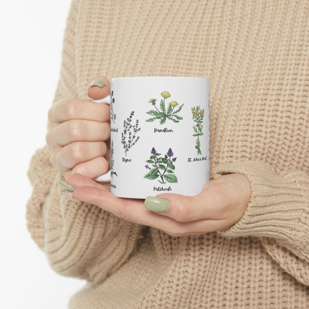 Ceramic Mug, Medicinal Herb Theme, Tea Cup, Plant Lover Gift ...