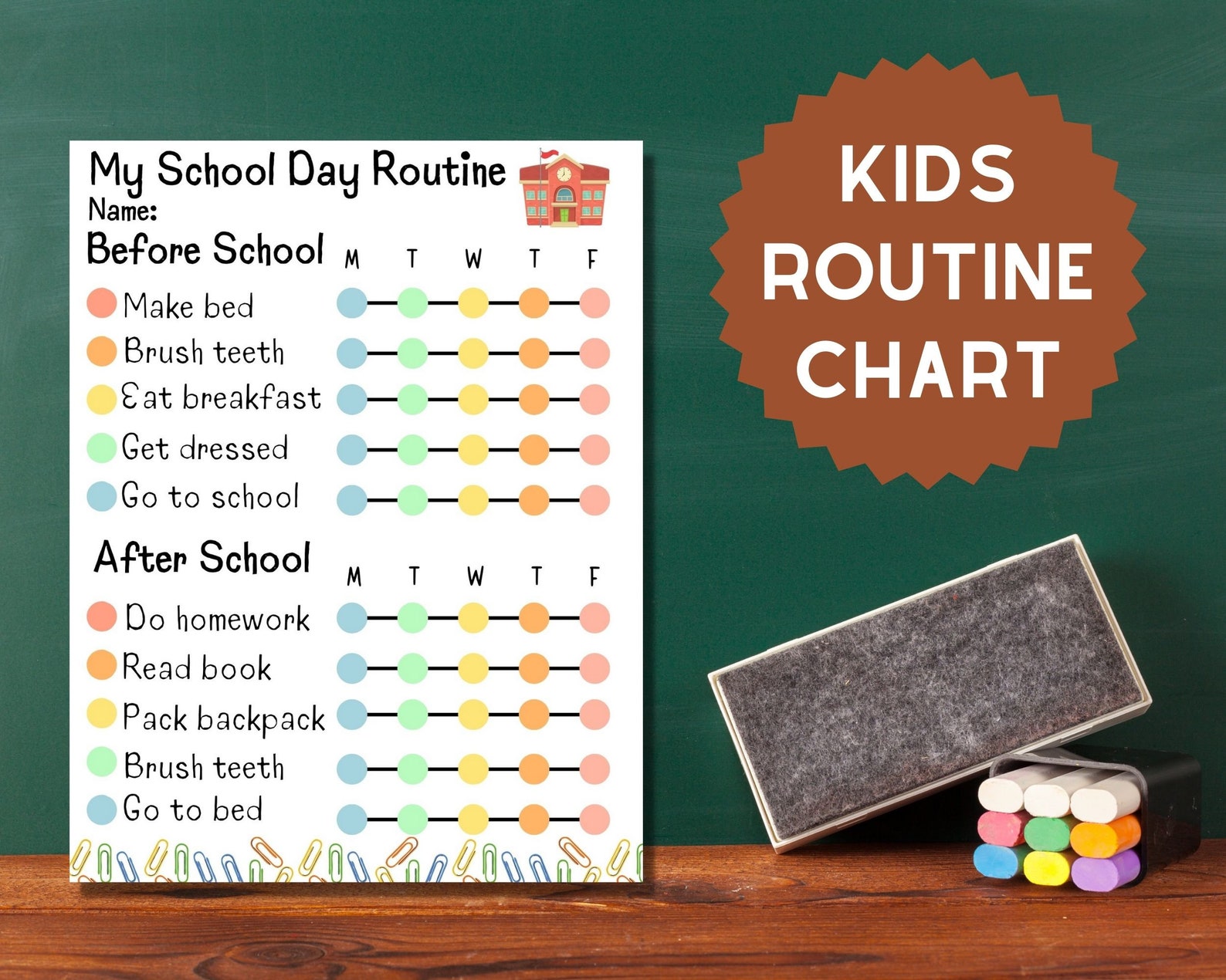 Kids Daily Routine Chart Printable Daily Planner Printable - Etsy