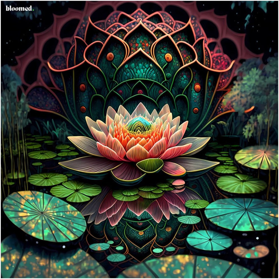 Lotus Flower Digital Art, Trippy Art, Psychedelic Art, Art Print, Wall ...