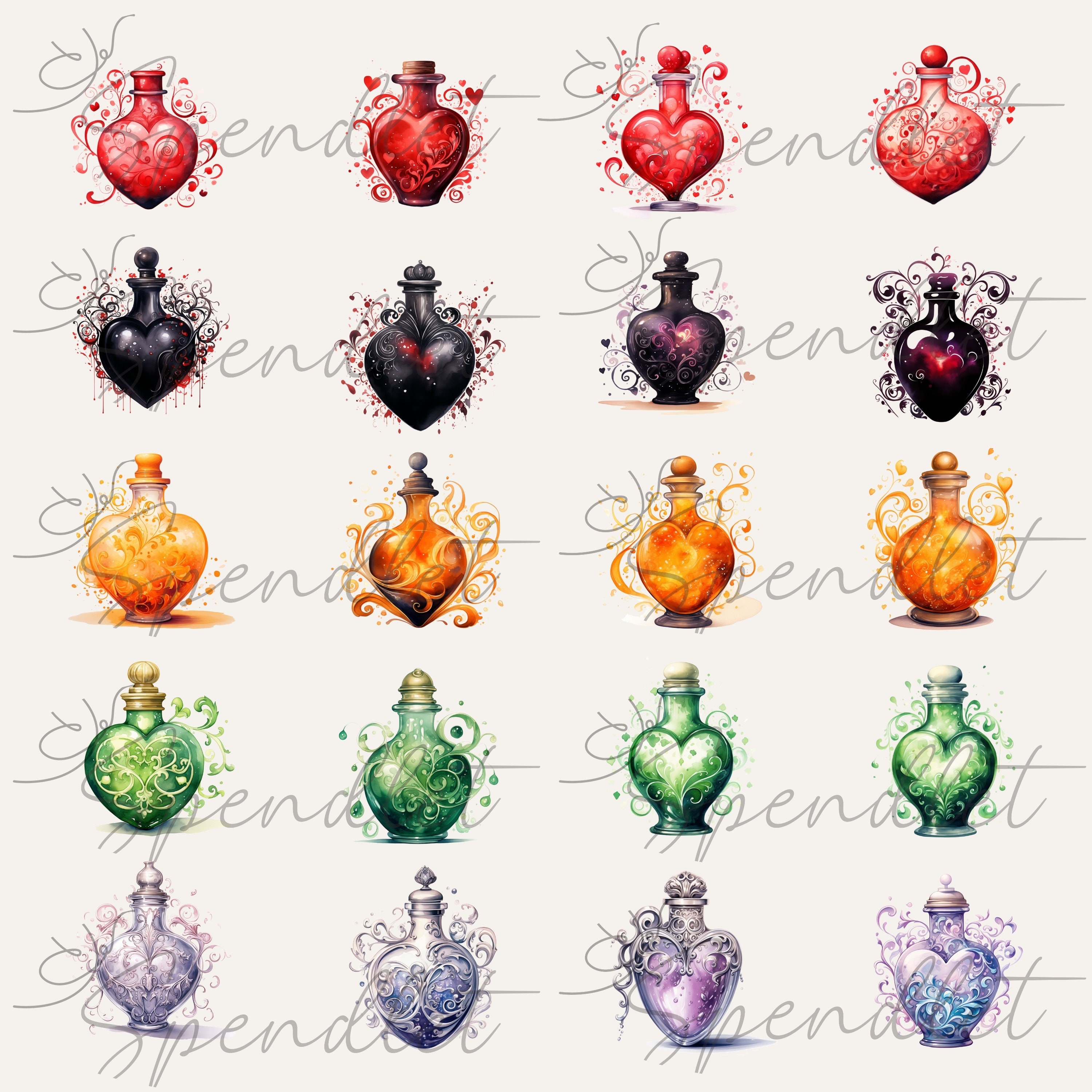 Valentines Love Potion Clipart Png, Pdf, Watercolor Valentine Clipart ...
