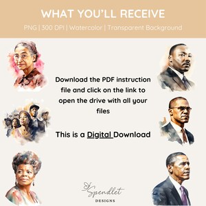 Black History Clipart Bundle, US Black Figures, Obama, MLK, Malcolm X ...