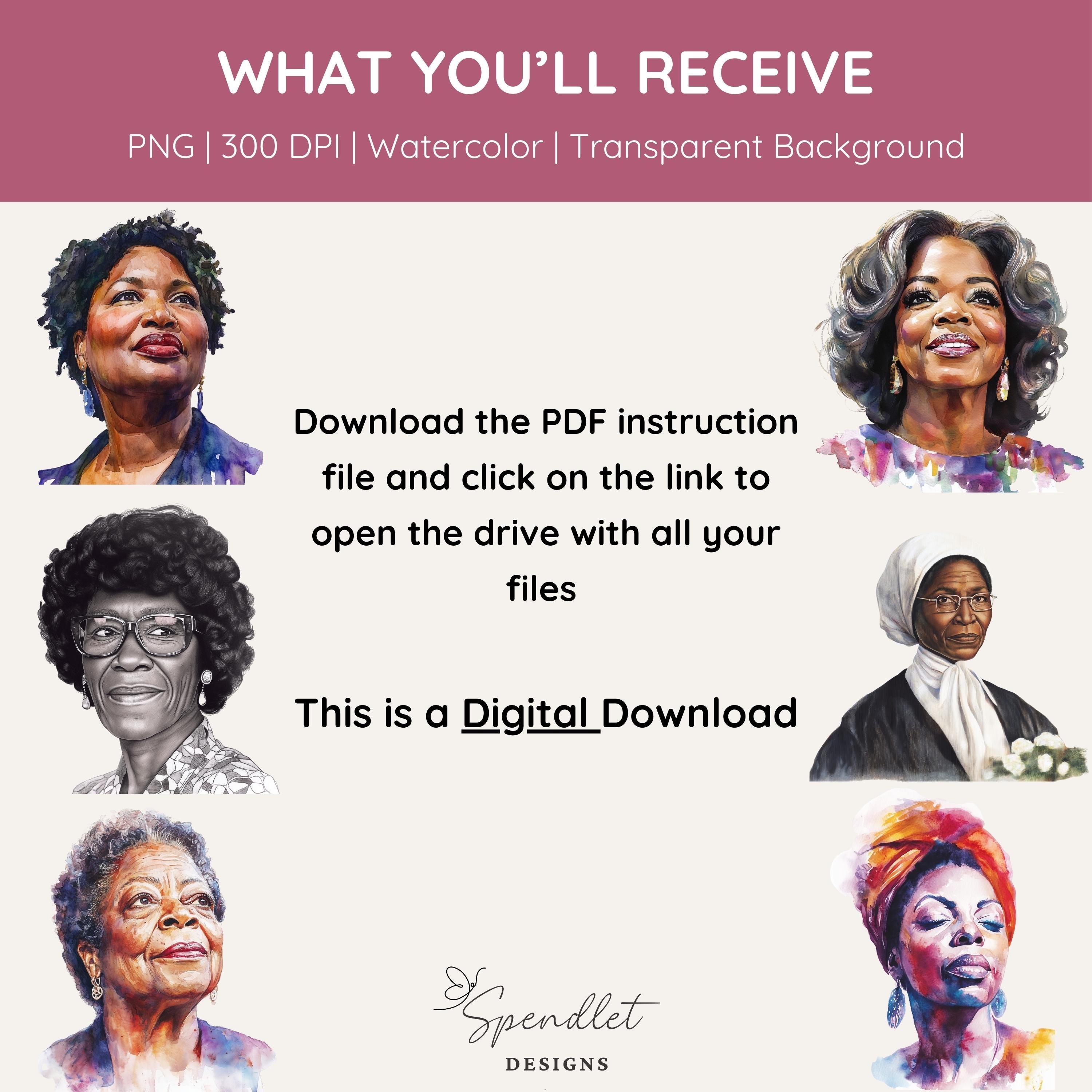 Female Black History Clipart Bundle, Black Women Figures, Madam CJ ...