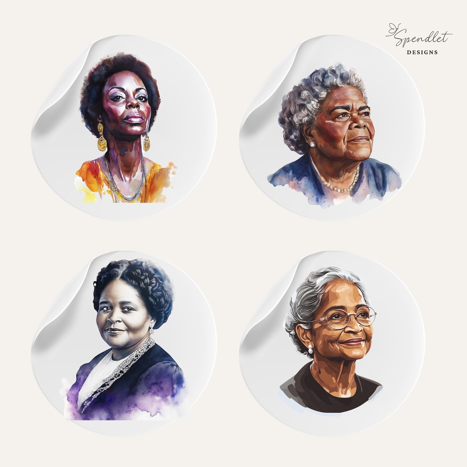 Female Black History Clipart Bundle, Black Women Figures, Madam CJ ...