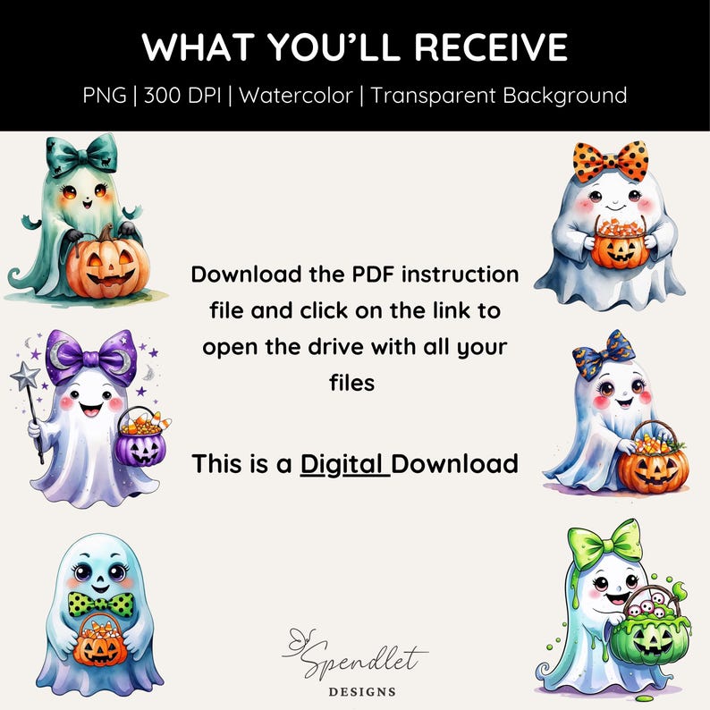 Cute Halloween Boo Ghost Clipart Bundle, Spooky Ghost Costumes, Pumpkin ...