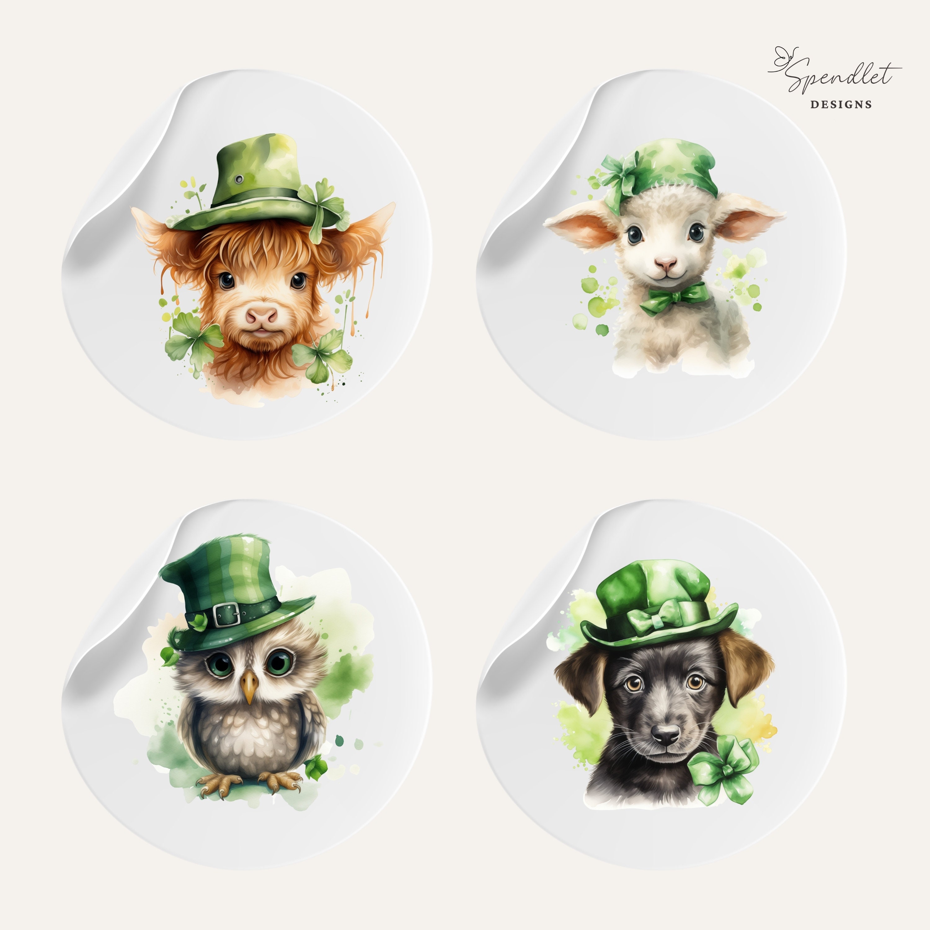 St Patricks Day Animal Clipart Bundle Png, Pdf, Watercolor St Pattys ...