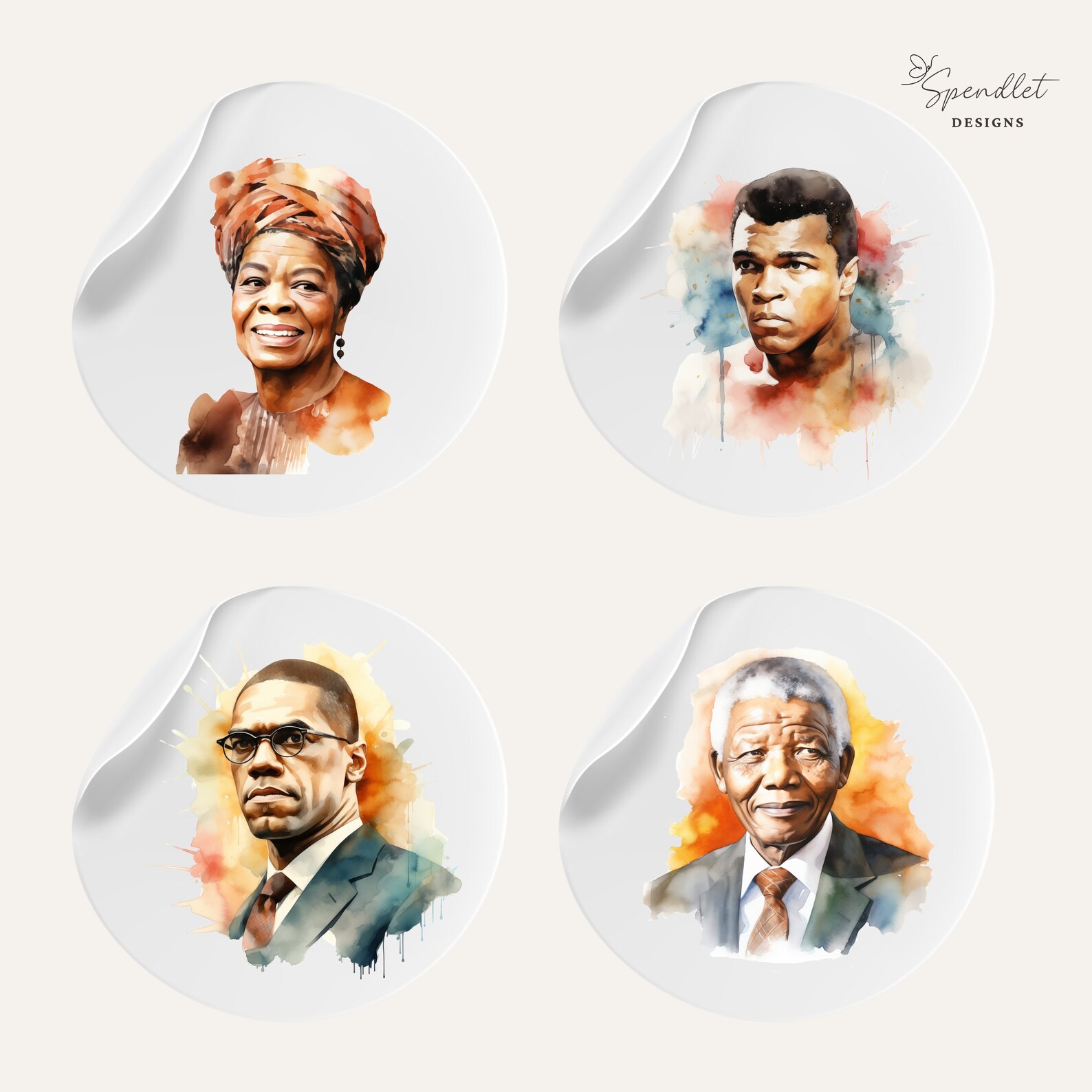 Black History Clipart Bundle, US Black Figures, Obama, MLK, Malcolm X ...