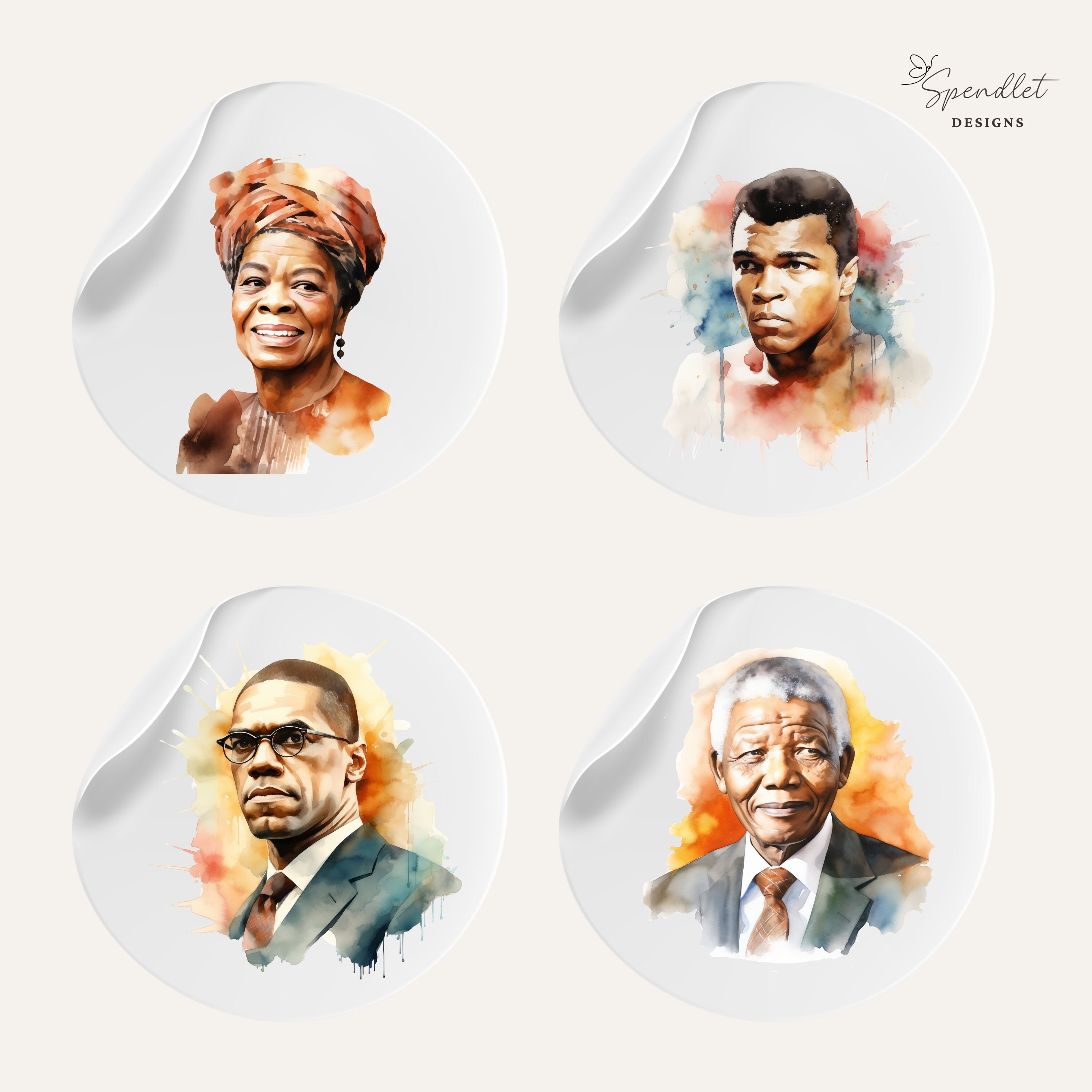 Black History Clipart Bundle, US Black Figures, Obama, MLK, Malcolm X ...