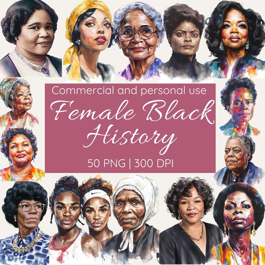 Female Black History Clipart Bundle, Black Women Figures, Madam CJ ...