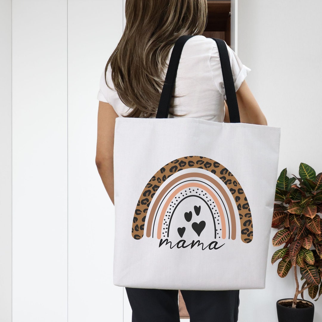 Mama Leopard Tote Bag, Mama Bag, Mom Beach Bag, Mom Carryall Bag, Gift ...