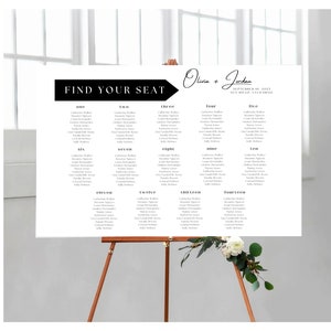 Modern Seating Chart Display Template, Wedding Seating Chart, Large ...
