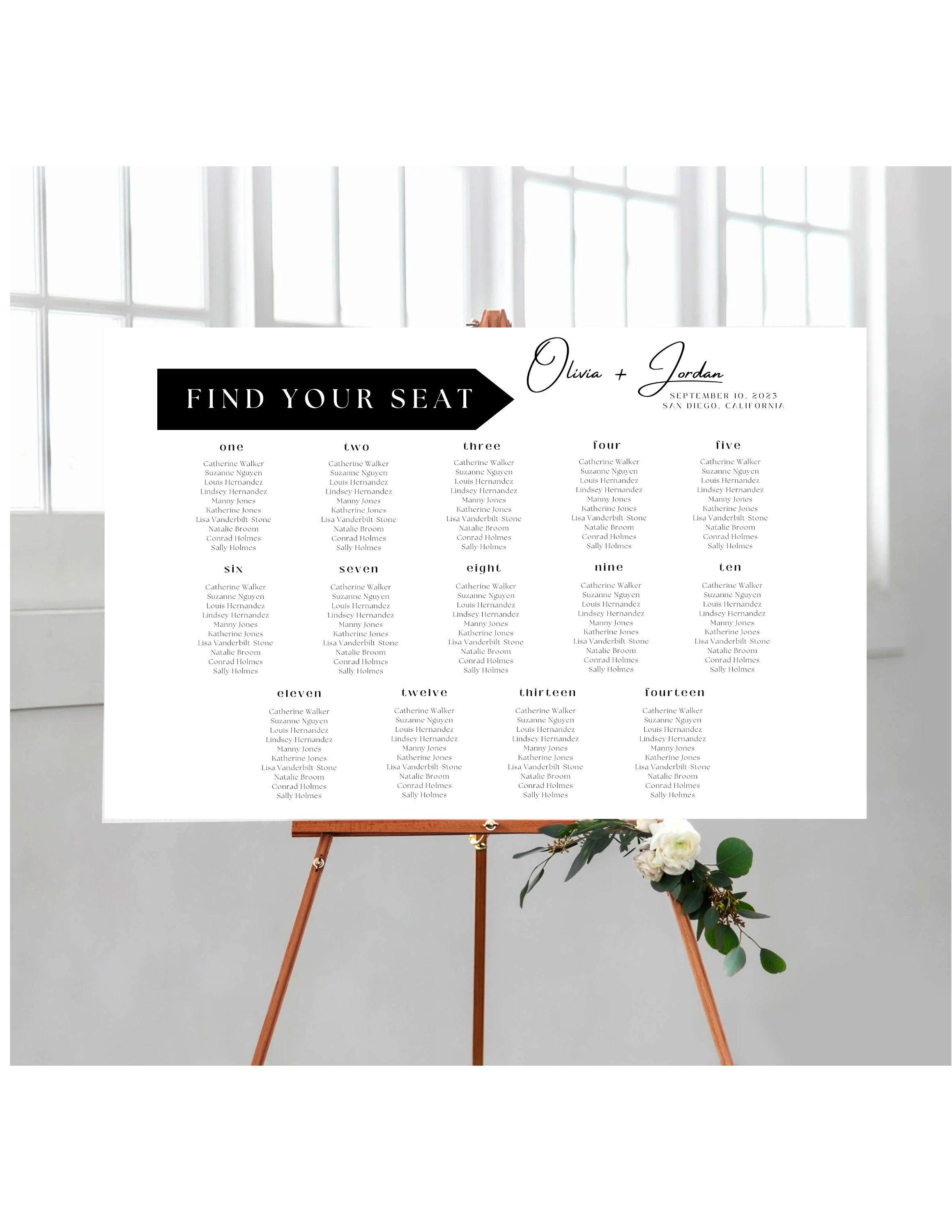 Modern Seating Chart Display Template, Wedding Seating Chart, Large ...