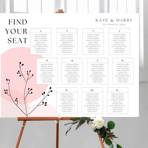 Wedding Seating Chart, Editable Template, for Pink, Pastels, Floral ...