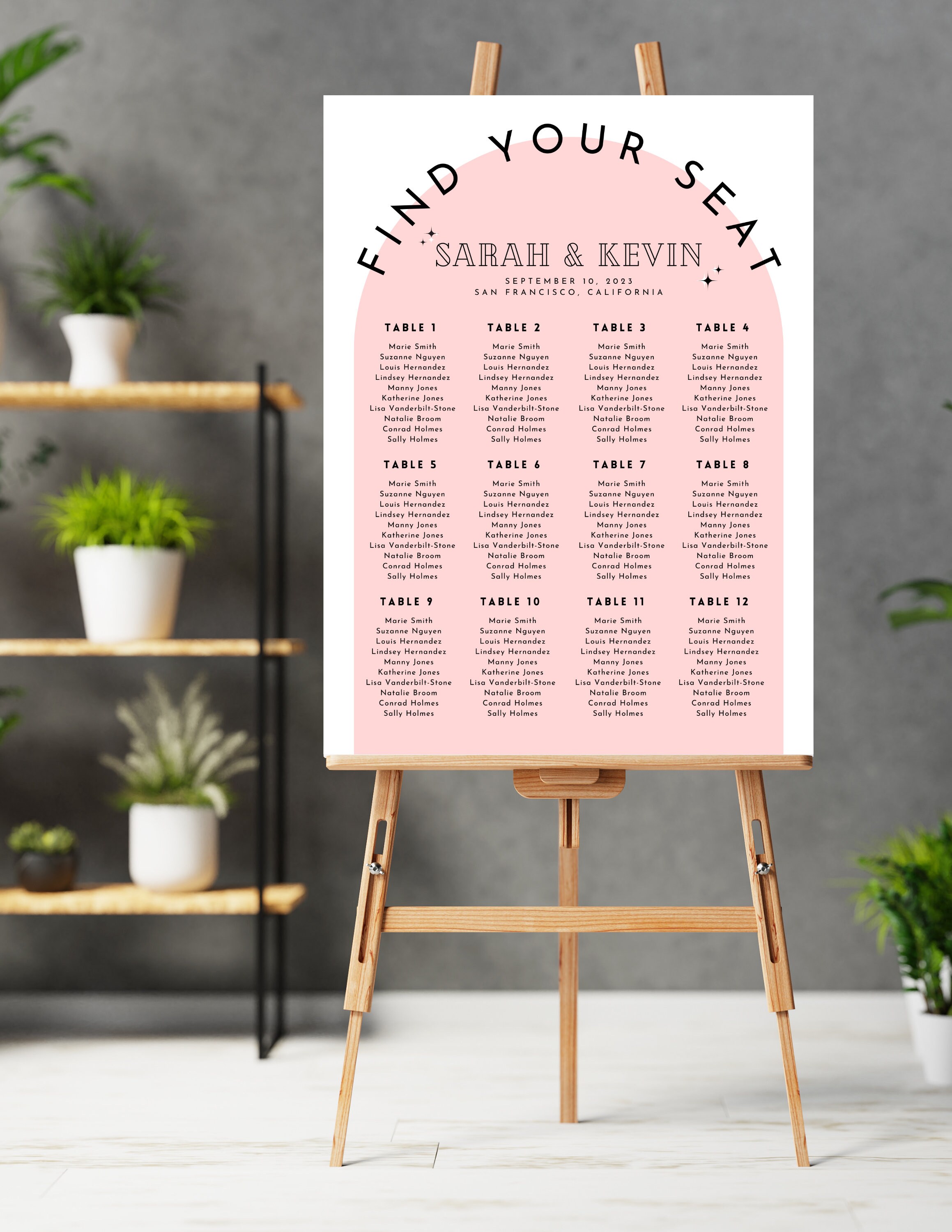 Plantilla de tabla de asientos para bodas editable - Etsy España