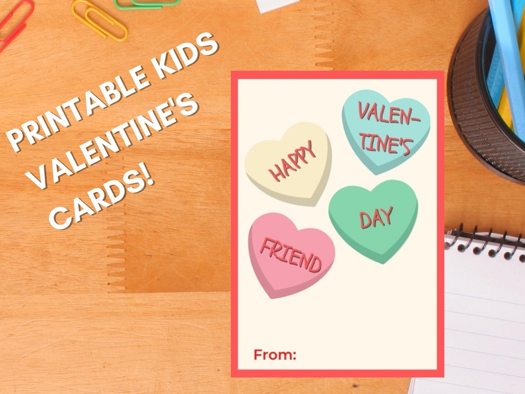 Kids Printable Valentines Day Cards Candy Hearts - Etsy