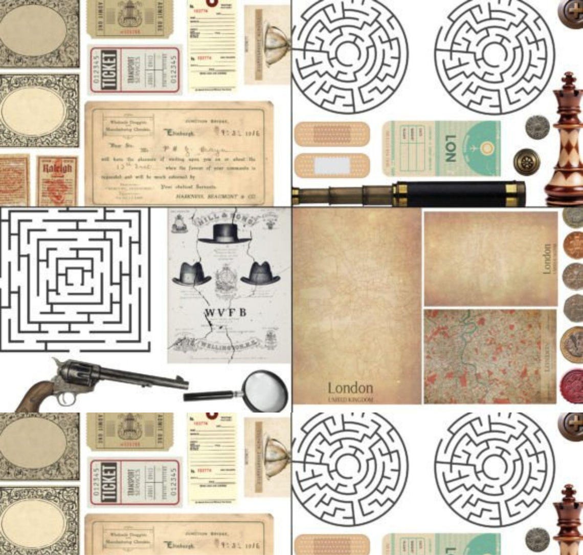 Vintage Detective Junk Journal Pages, Digital Scrapbook Paper Kit ...
