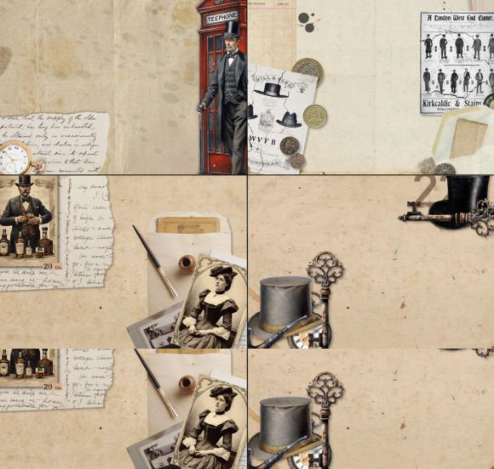 Vintage Detective Junk Journal Pages, Digital Scrapbook Paper Kit ...