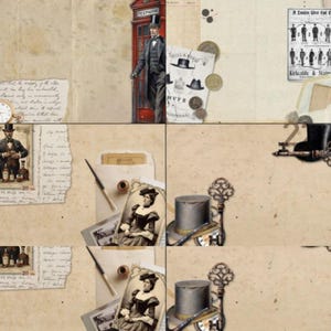 Vintage Detective Junk Journal Pages, Digital Scrapbook Paper Kit ...