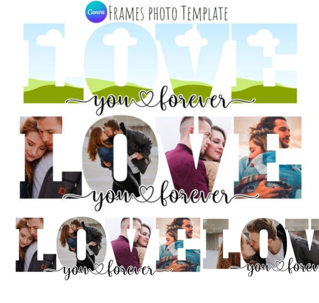 Love Photo Collage Canva Template, Anniversary Gift (PDF) - Etsy