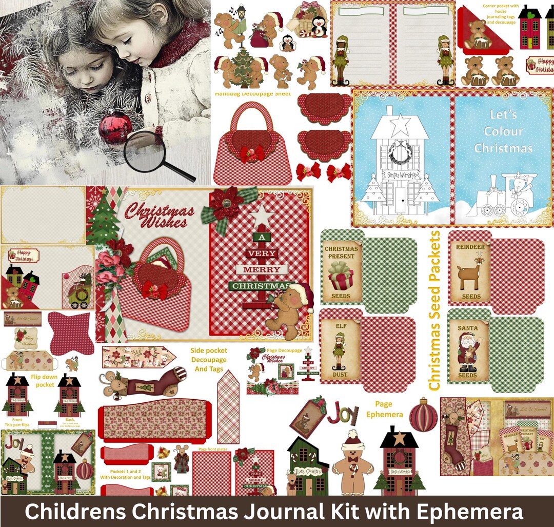 Christmas Children Junk Journal Kit Christmas Junk Journal Page Xmas ...