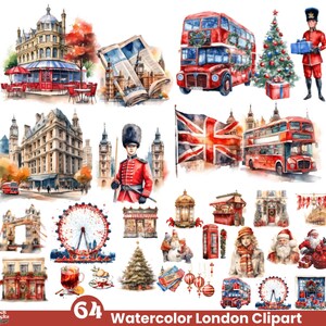 Clipart Winter in London, Watercolor Clipart, Travel London, London ...