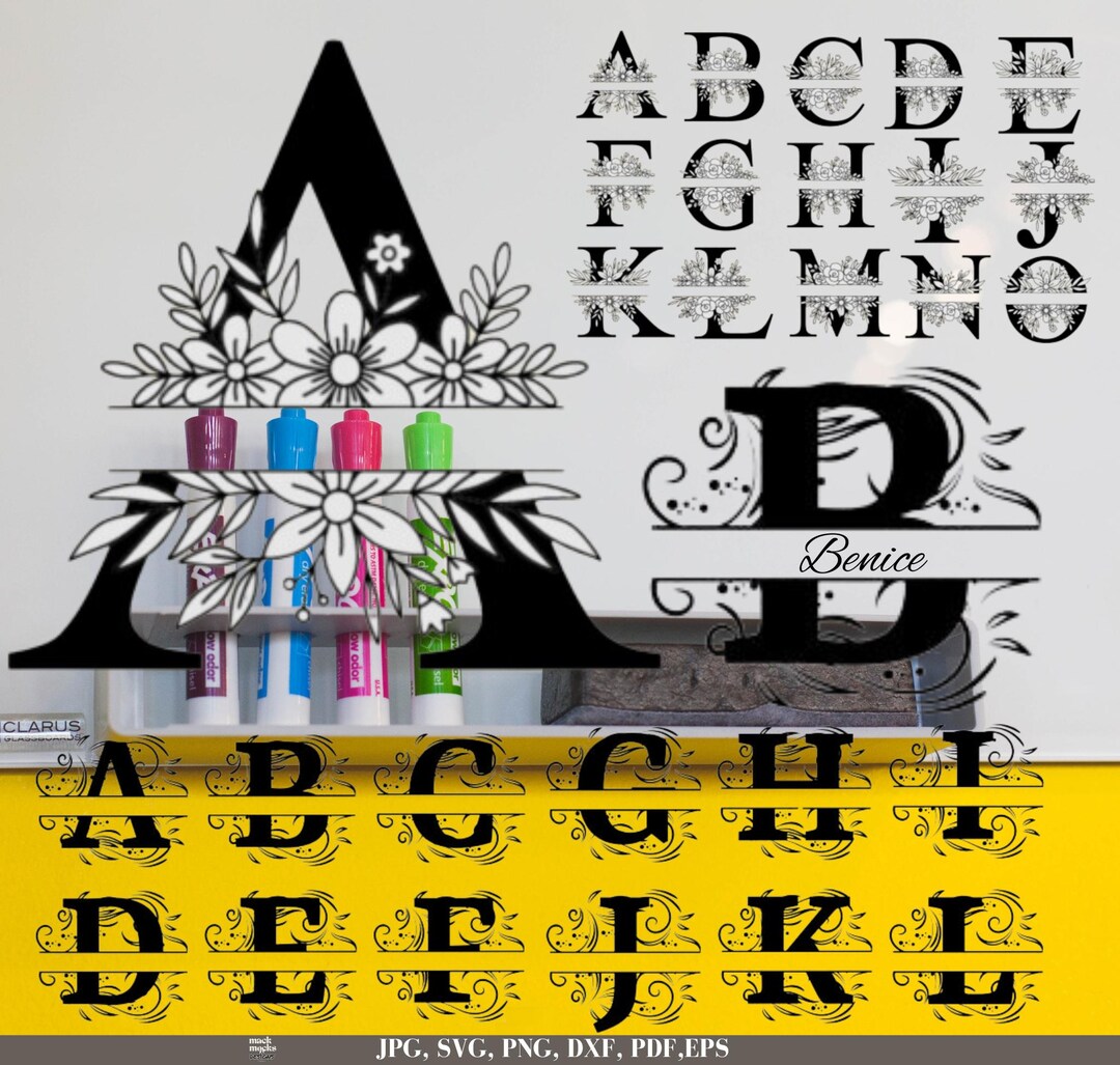 Split Regal Monogram Alphabet Letters Laser Cut Files Digital Download ...