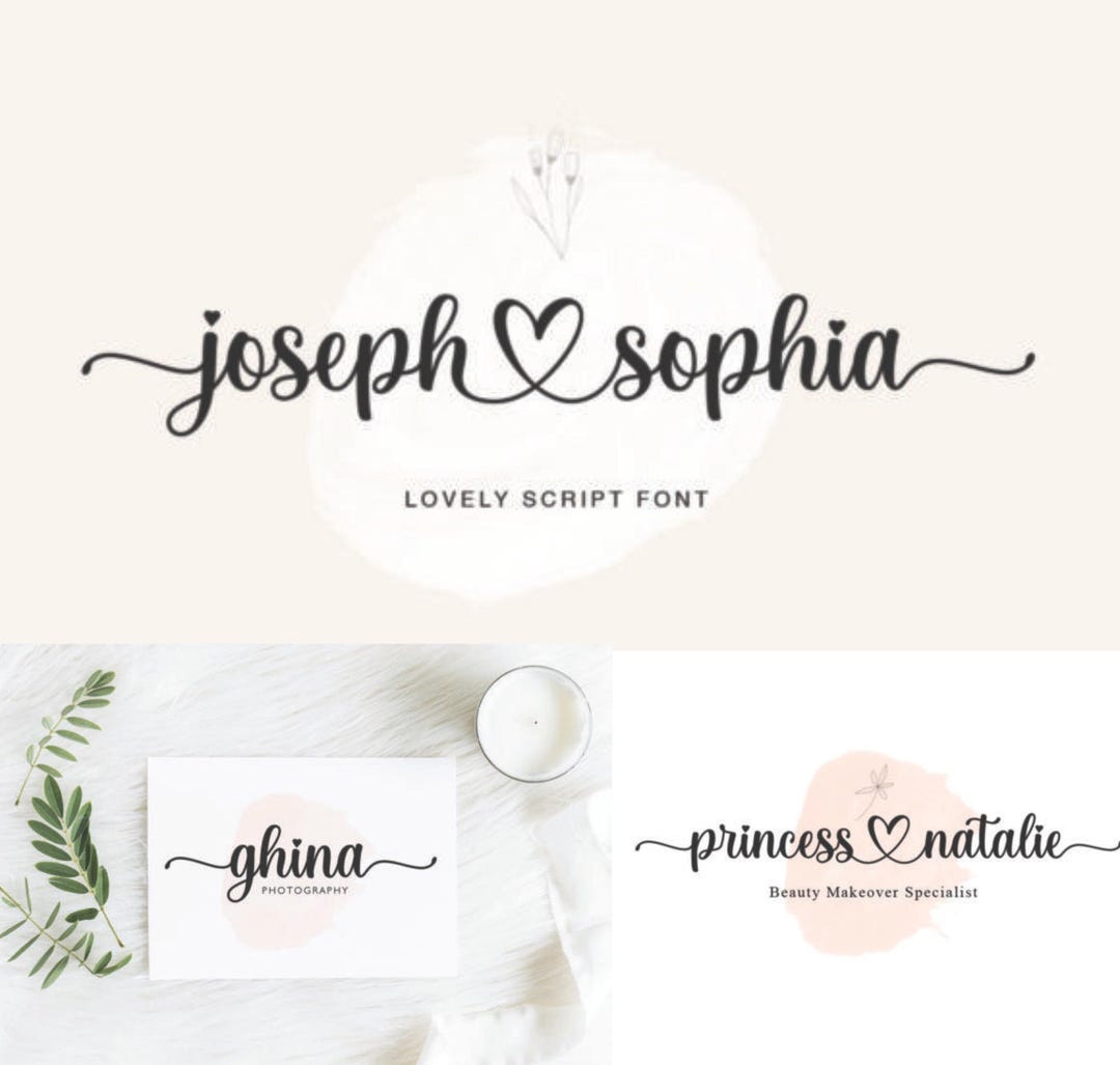 Connecting Heart Font With Tails, Lovely Wedding Fonts,font With Tails ...