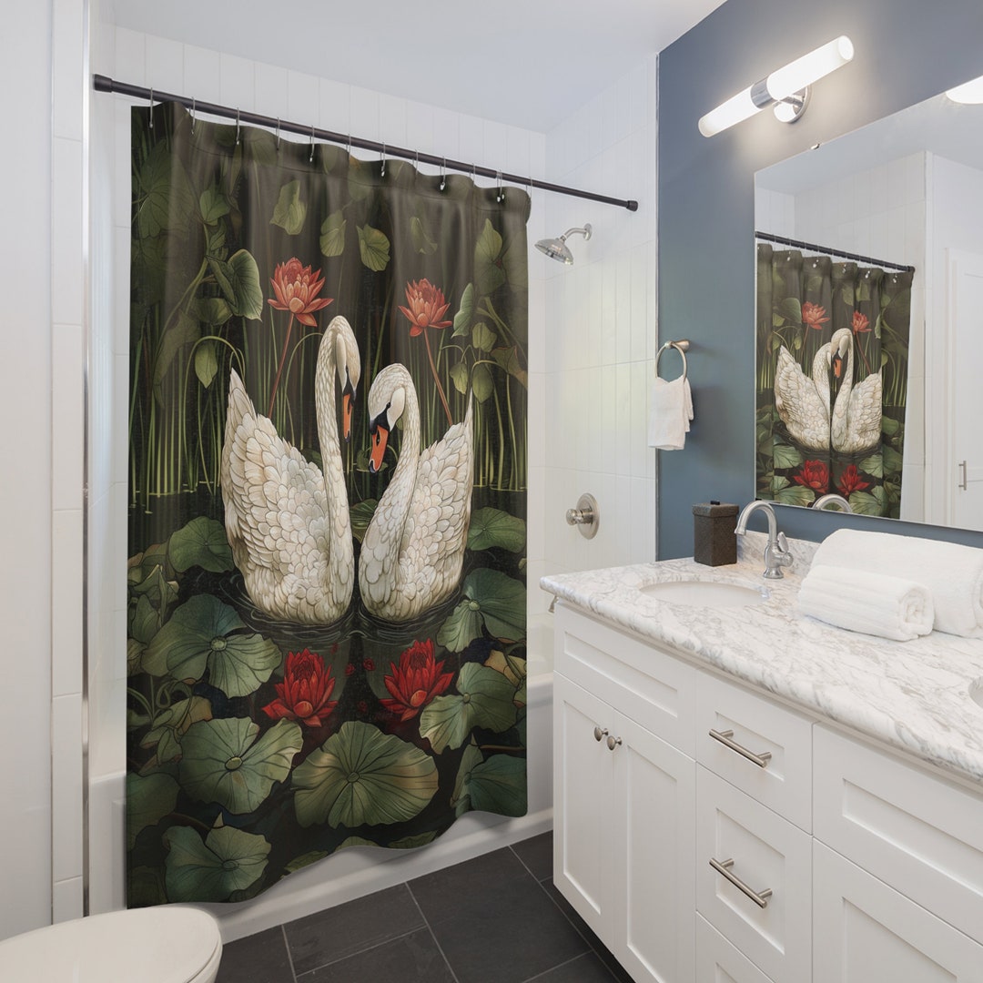 WILLIAM MORRIS Inspired Shower Curtain, Art Nouveau Timeless Elegance ...