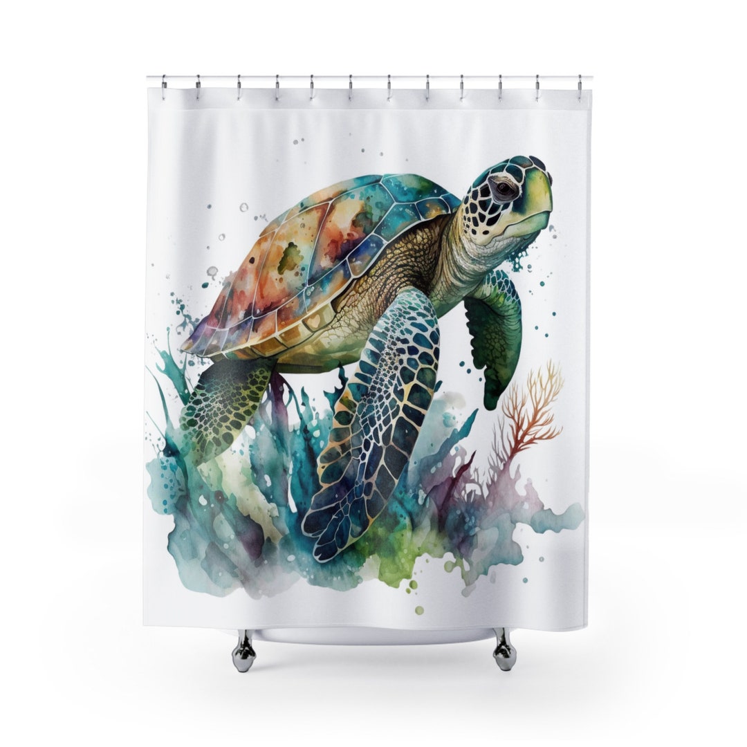 UNDER THE SEA Shower Curtain Featuring A Sea Turtle, Home Decor ...