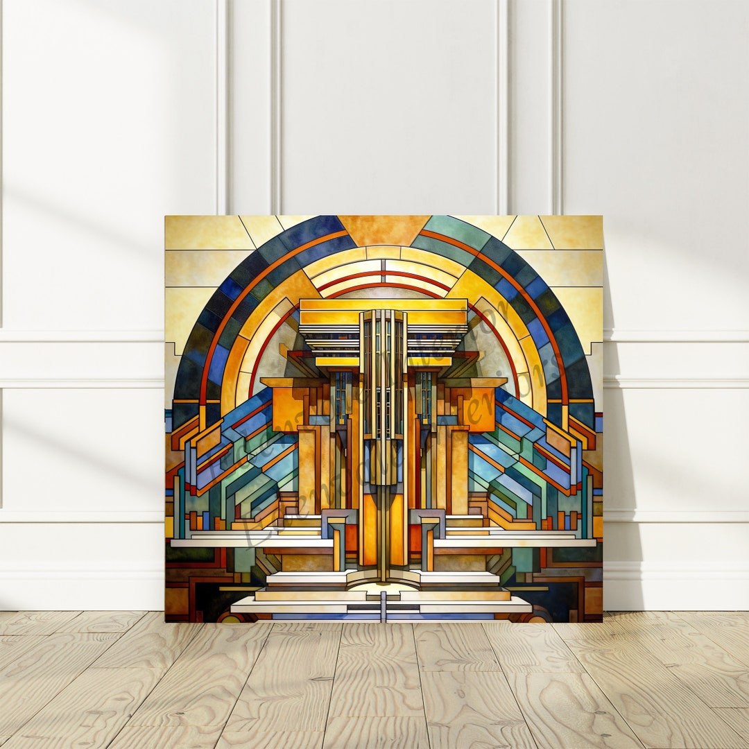Canvas | FRANK LLOYD WRIGHT Inspired Wall Art 1.25" | Mid Century ...