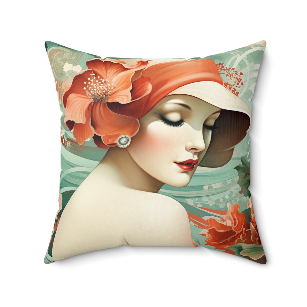 Art Deco Inspired Throw Pillow Decorative Accent Cushion, Art Nouveau ...