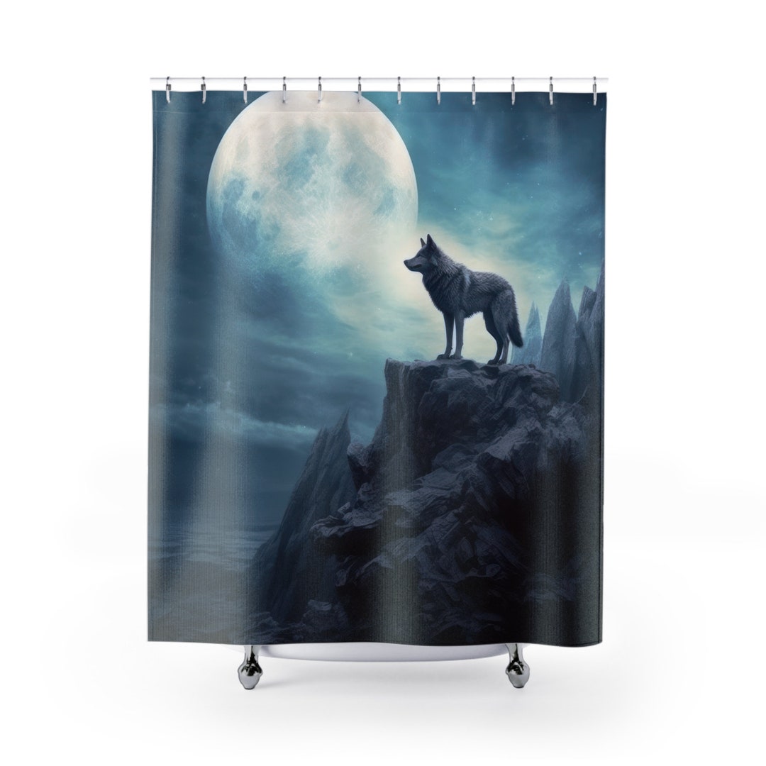 Fantasy Art Wolf in Moonlight Shower Curtain Bathroom Decor - Etsy
