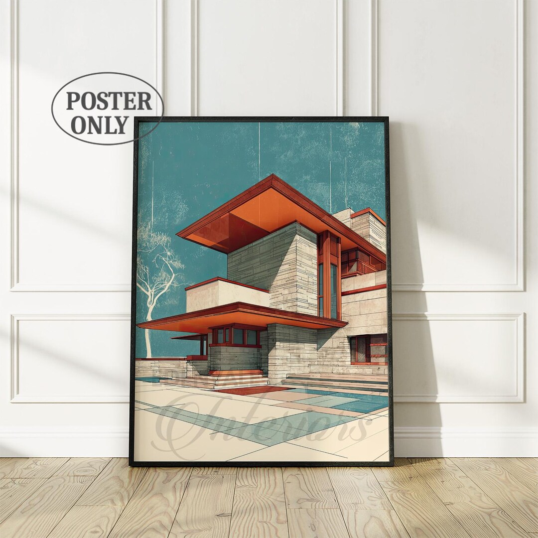 POSTER | Frank Lloyd Wright Inspired Prairie Line Wall Art | Retro ...
