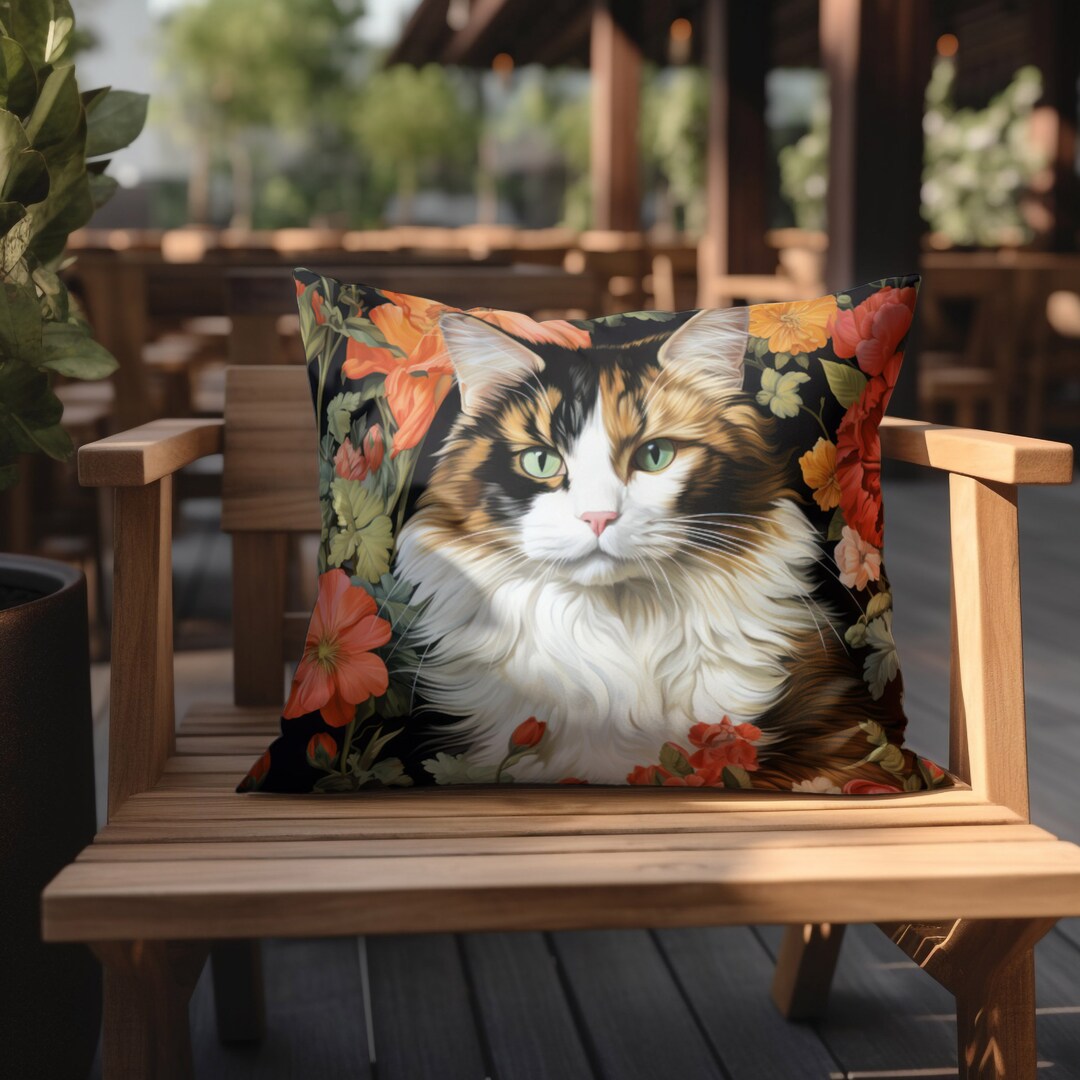 WILLIAM MORRIS Inspired Calico Cat Accent Pillow || Summer Poolside ...